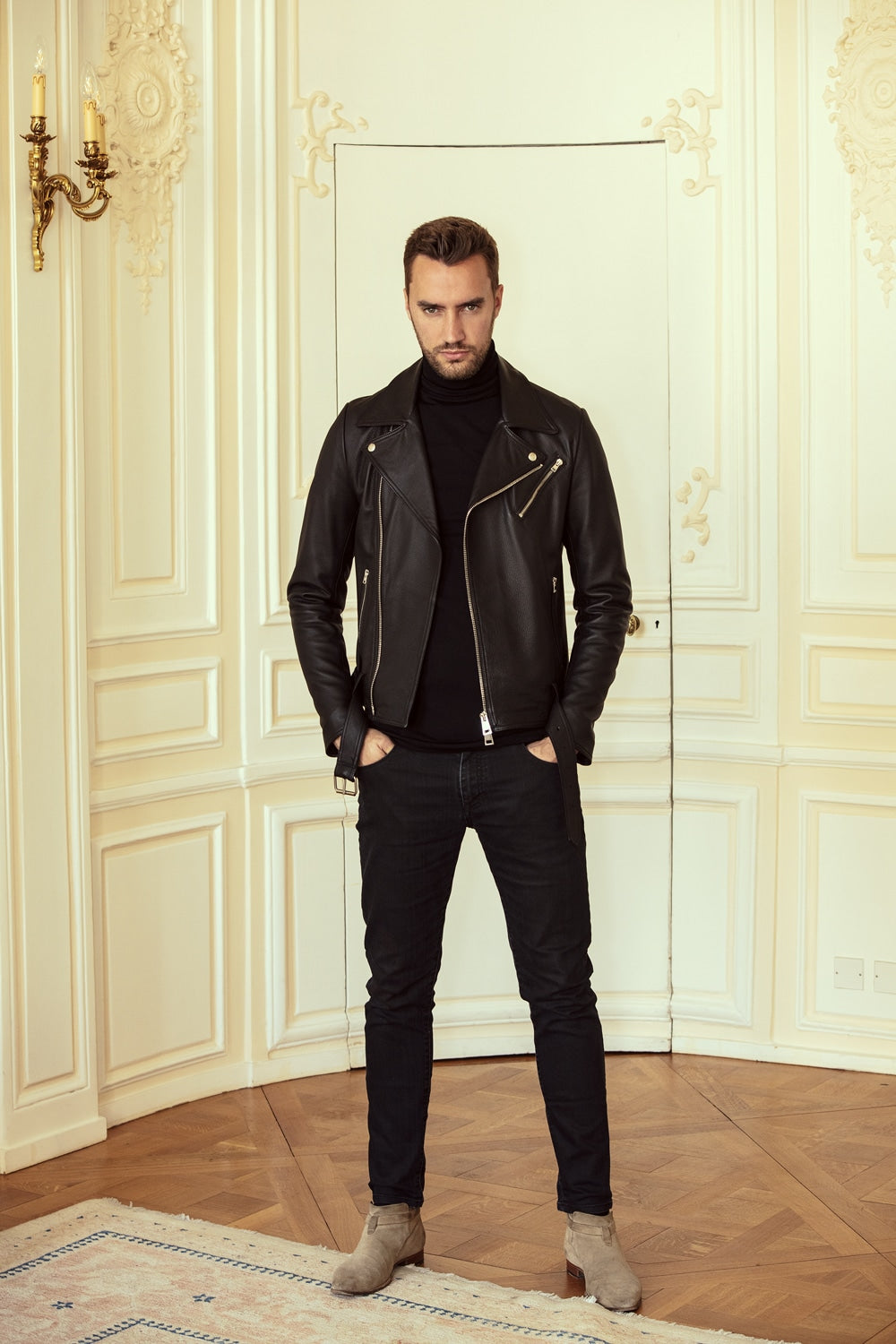 Veste en cuir biker avec ceinture – Made in France et personnalisable ...