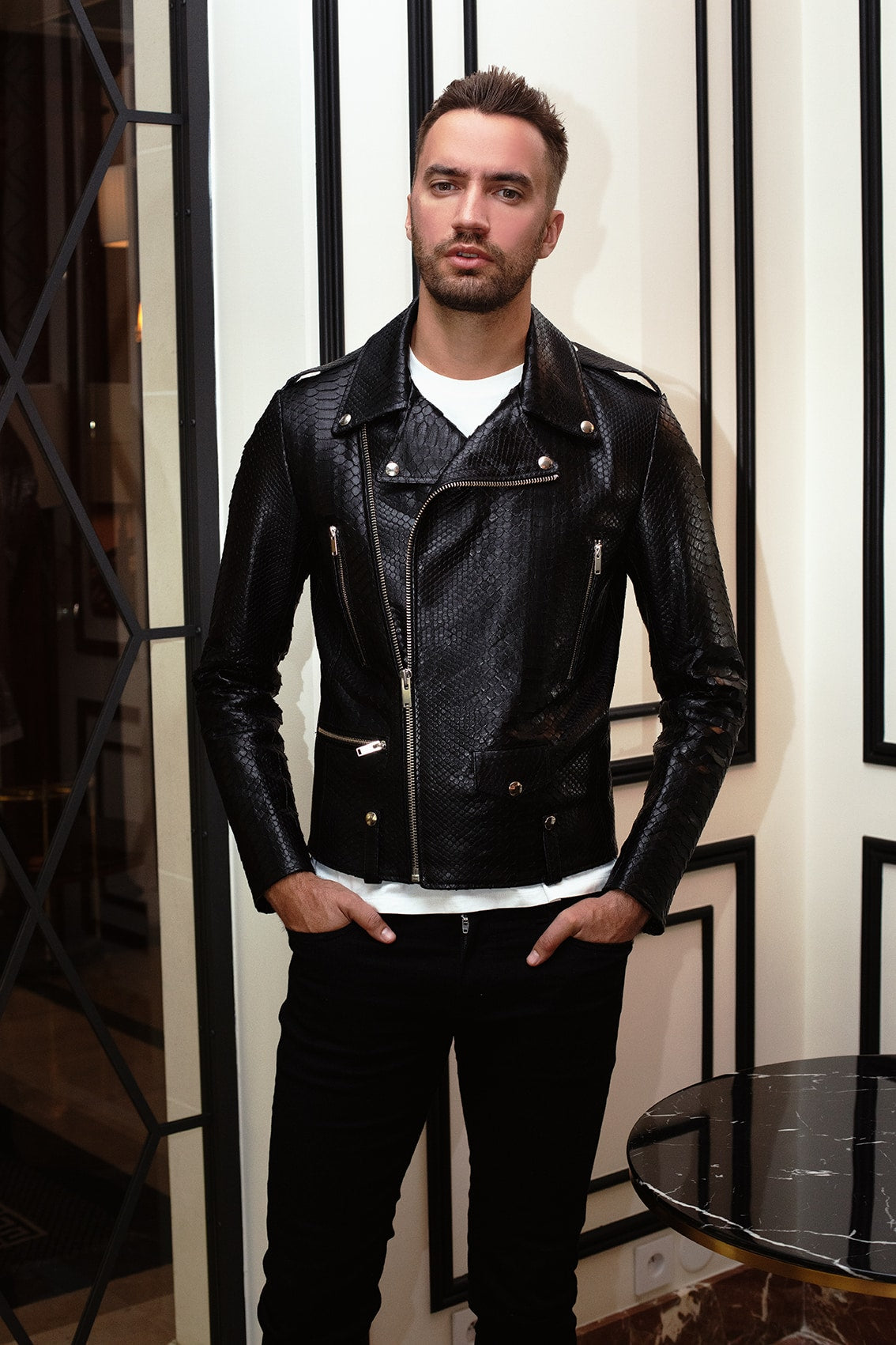 Veste en cuir biker N5– Confectionnée à Paris – Atelier Betrand